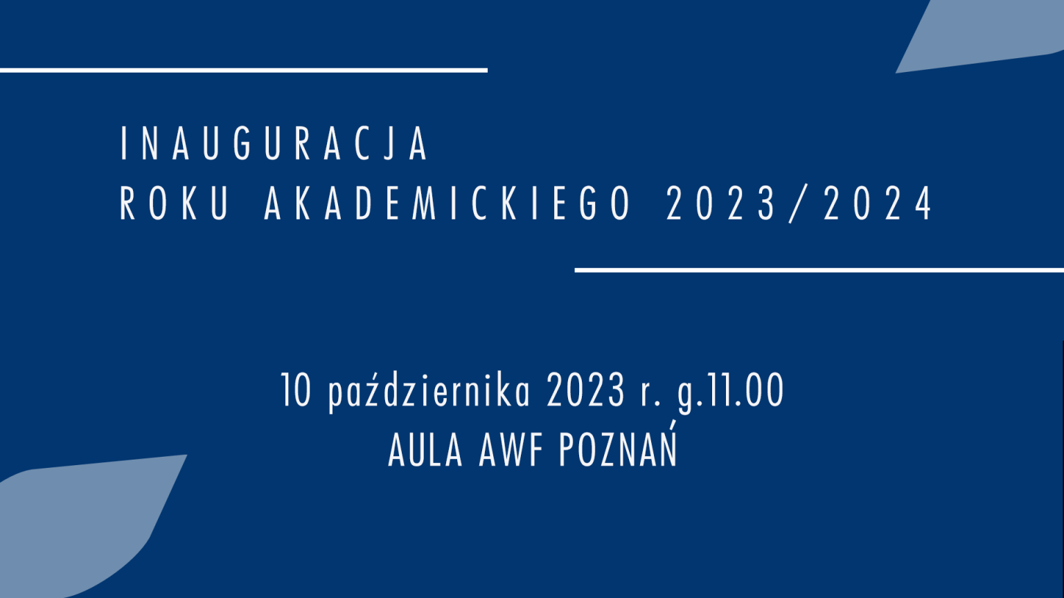 Inauguracja Roku Akademickiego 2023/2024 - AWF Poznań